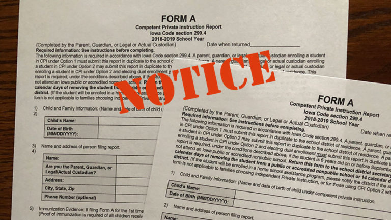 NOTE: If Using CPI Form A - NICHE (Homeschool Iowa)